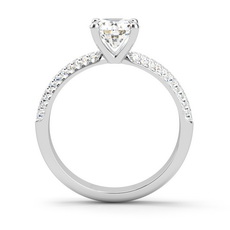 Engagement Ring : triple row pave shoulder set 4 claw solitaire round ...