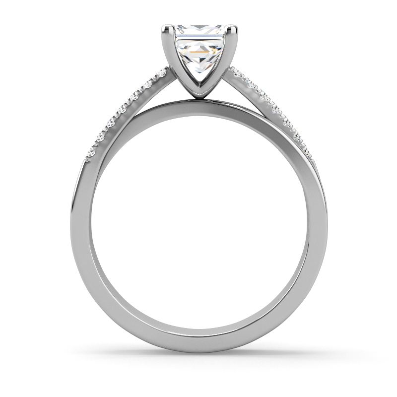 Idania Engagement Ring : split crossover shank princess cut shoulder ...