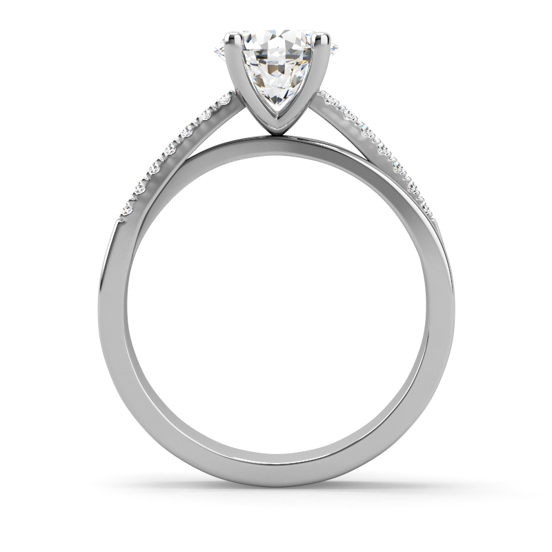Engagement Ring : split crossover shank shoulder set 4 claw solitaire ...